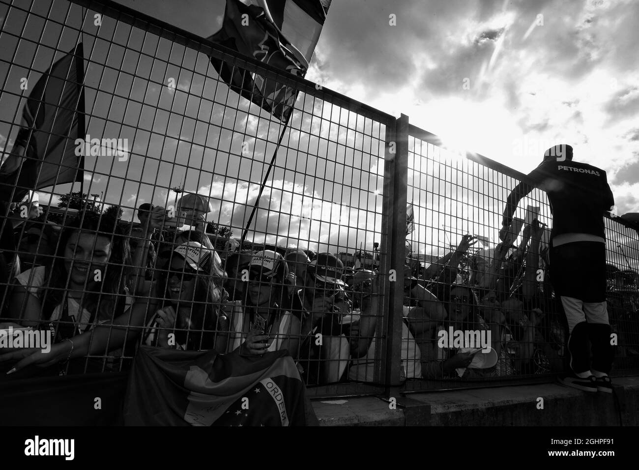 Mercedes amg f1 fans banner Black and White Stock Photos & Images - Alamy