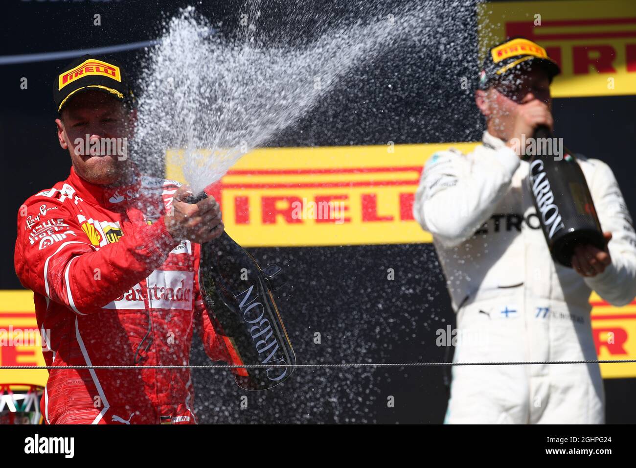 Mercedes amg f1 celebrates champagne on podium placed sebastian vettel ...
