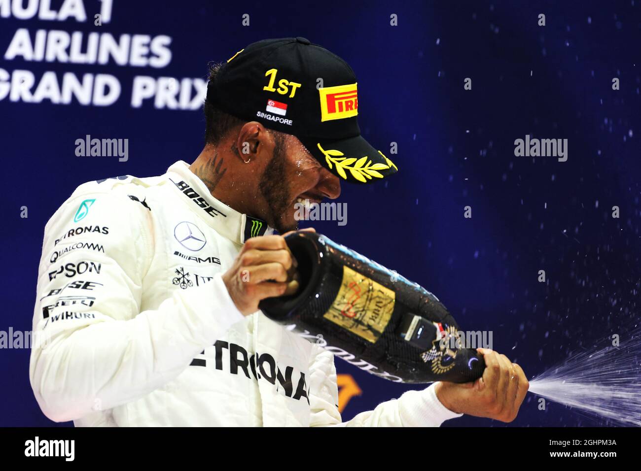 Race winner Lewis Hamilton (GBR) Mercedes AMG F1 celebrates on the ...