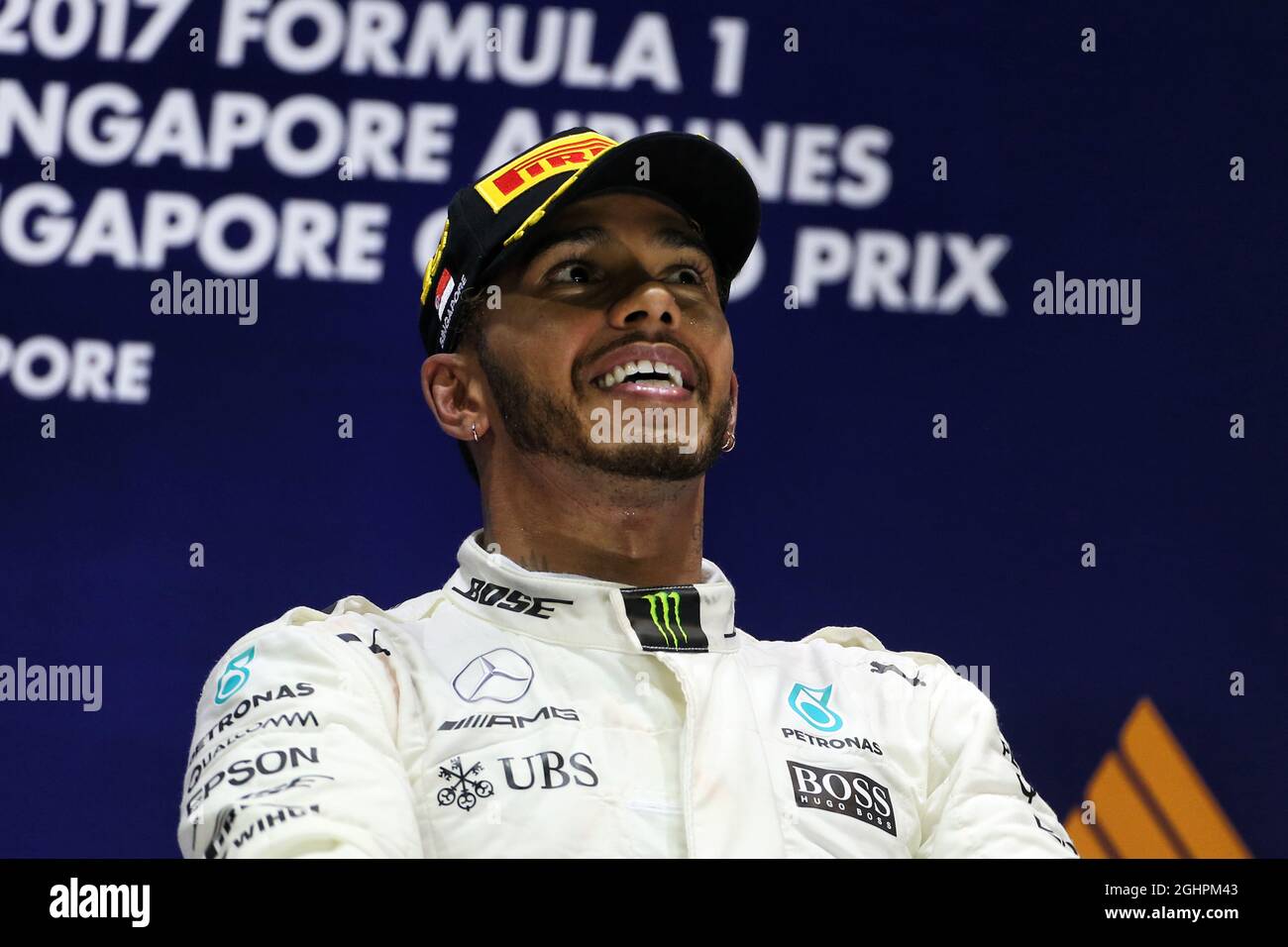 Race winner Lewis Hamilton (GBR) Mercedes AMG F1 celebrates on the ...