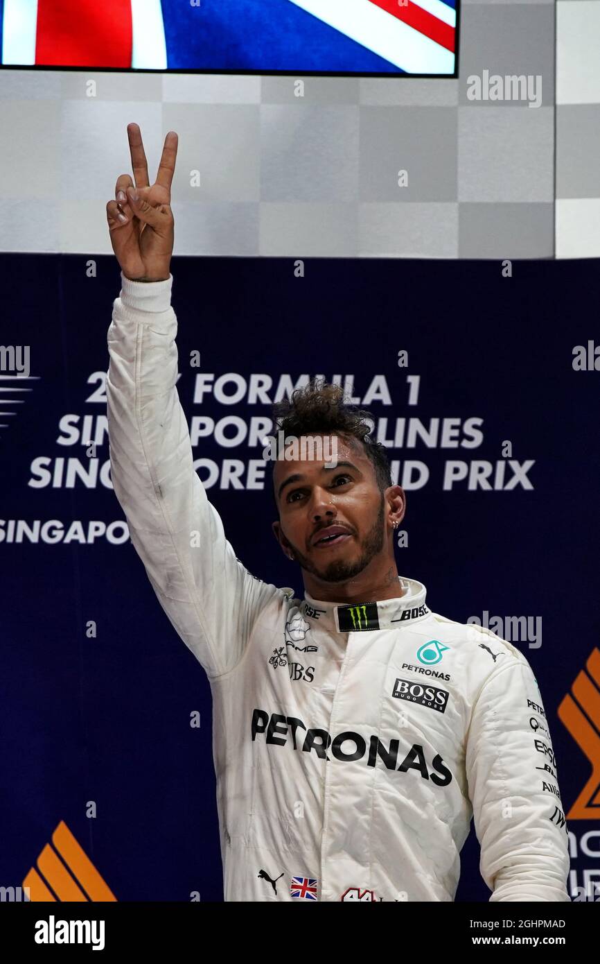 Race winner Lewis Hamilton (GBR) Mercedes AMG F1 celebrates on the ...