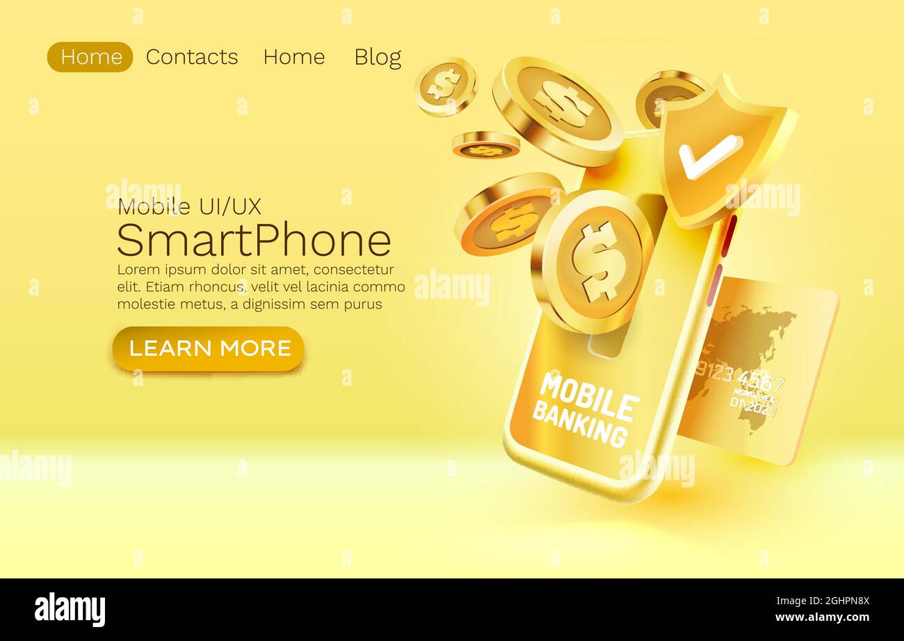 Mobile banking service, financial payment Smartphone mobile screen ...