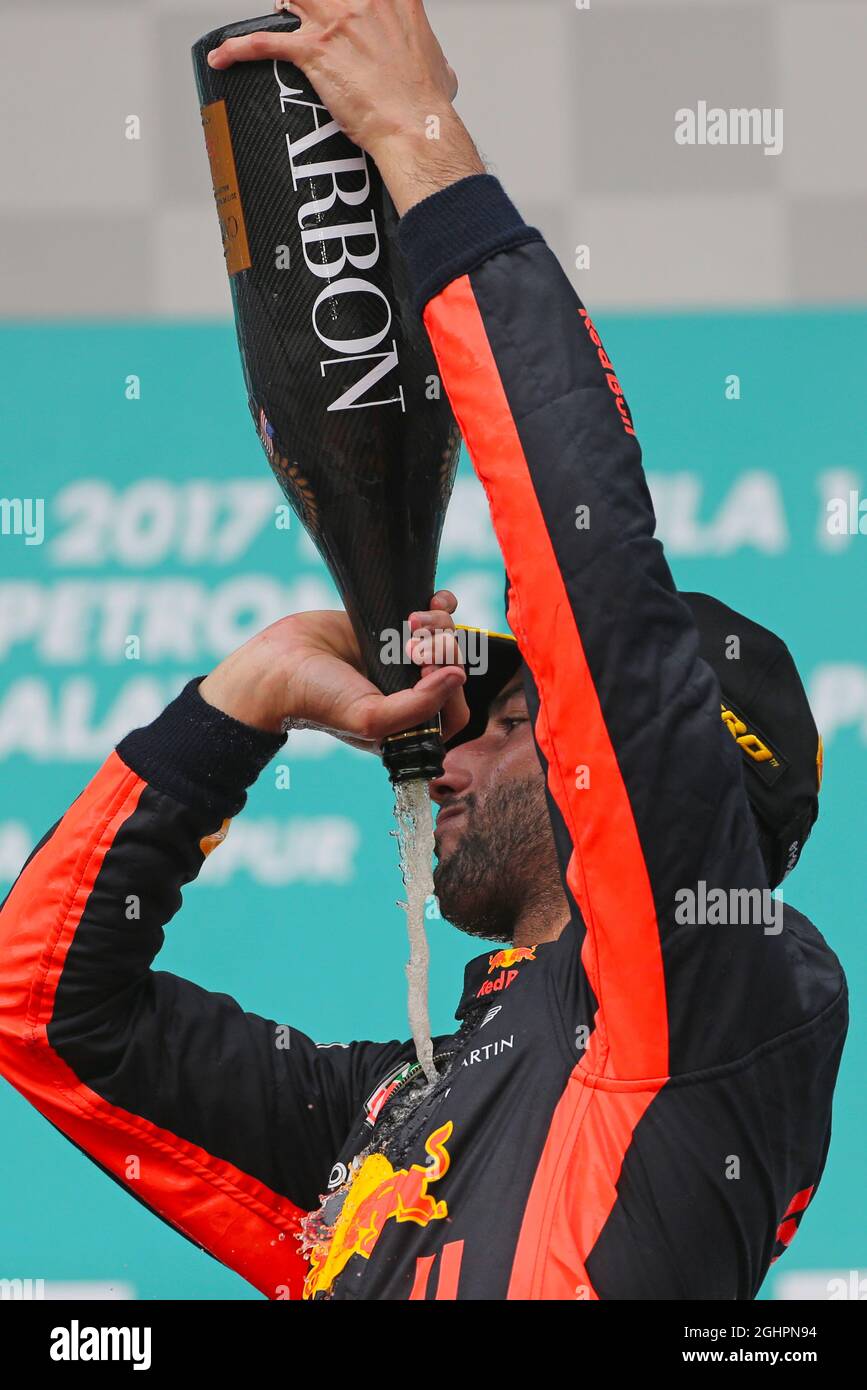 Daniel Ricciardo (AUS) Red Bull Racing celebrates his third position ...