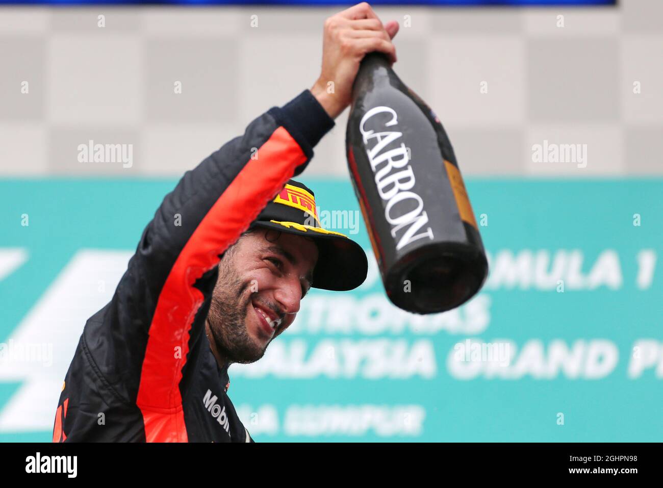 Daniel Ricciardo (AUS) Red Bull Racing celebrates his third position ...