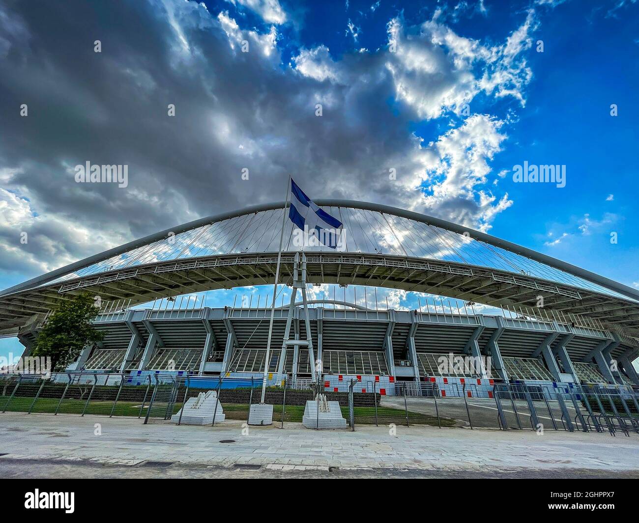 Iconic view of the Olympic stadium OAKA in Athens, Greece, designed by ...