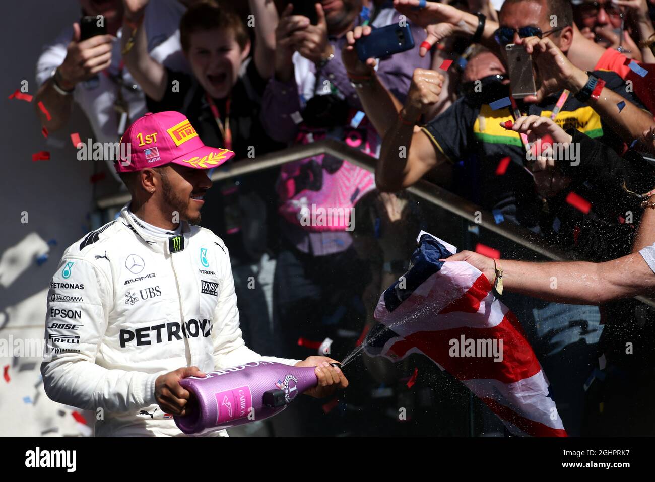 Race winner Lewis Hamilton (GBR) Mercedes AMG F1 celebrates on the ...