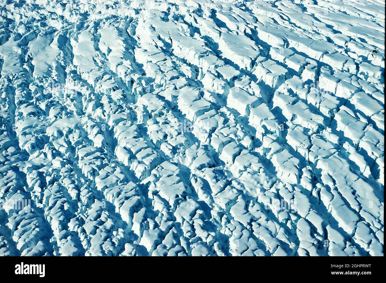 Glacier ice in the Alaska Range at Mount Denali, Alaska, USA Stock ...
