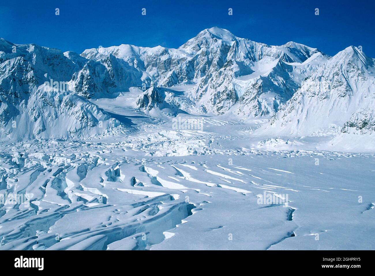 Glacier in the Alaska Range at Mount Denali, Alaska, USA Stock Photo ...