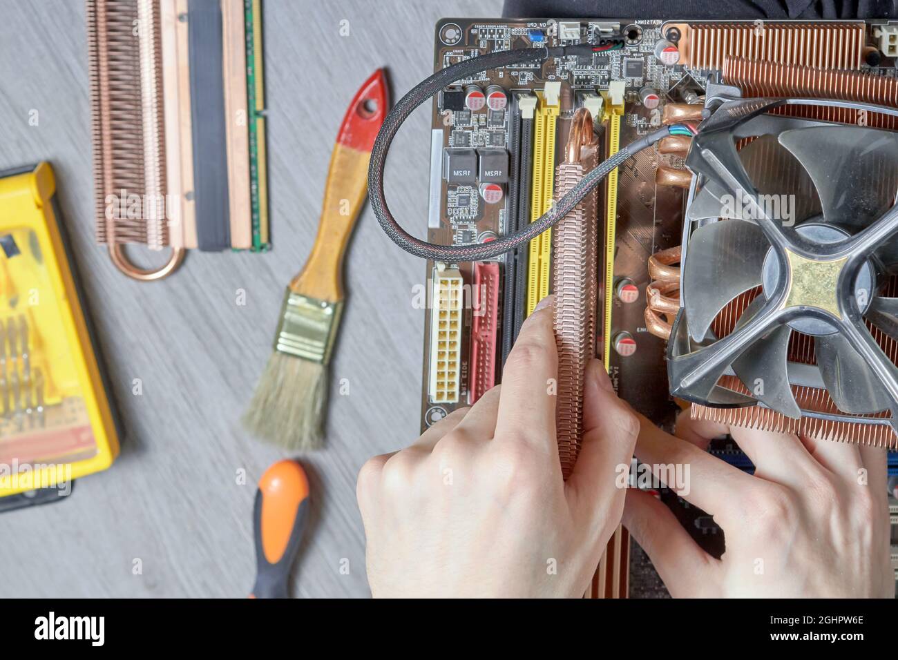 Computer repair cleaning of components, from dust your Stock Photo - Alamy