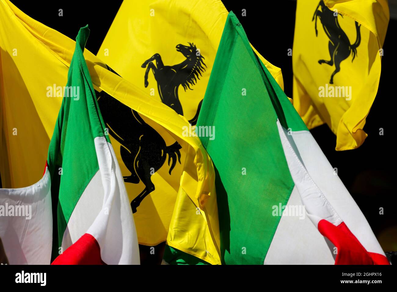 Ferrari flags at the podium. 12.11.2017. Formula 1 World Championship ...