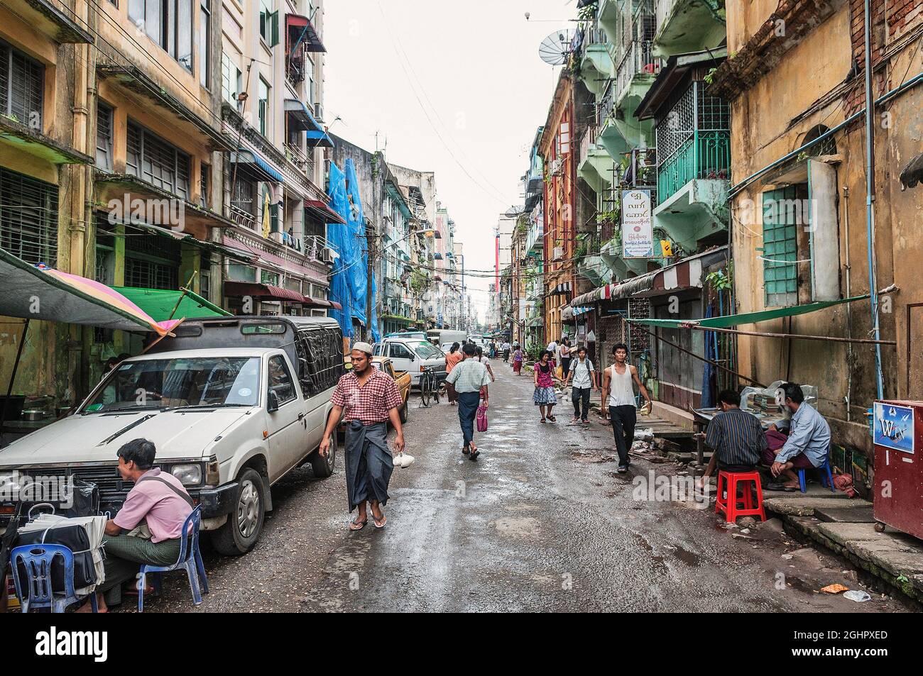 daytime street scene in downtown central yangon city myanmar Stock ...