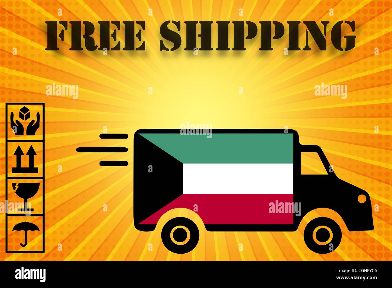 Kuwait Logistics Concept. black Commercial Industrial Cargo Delivery ...