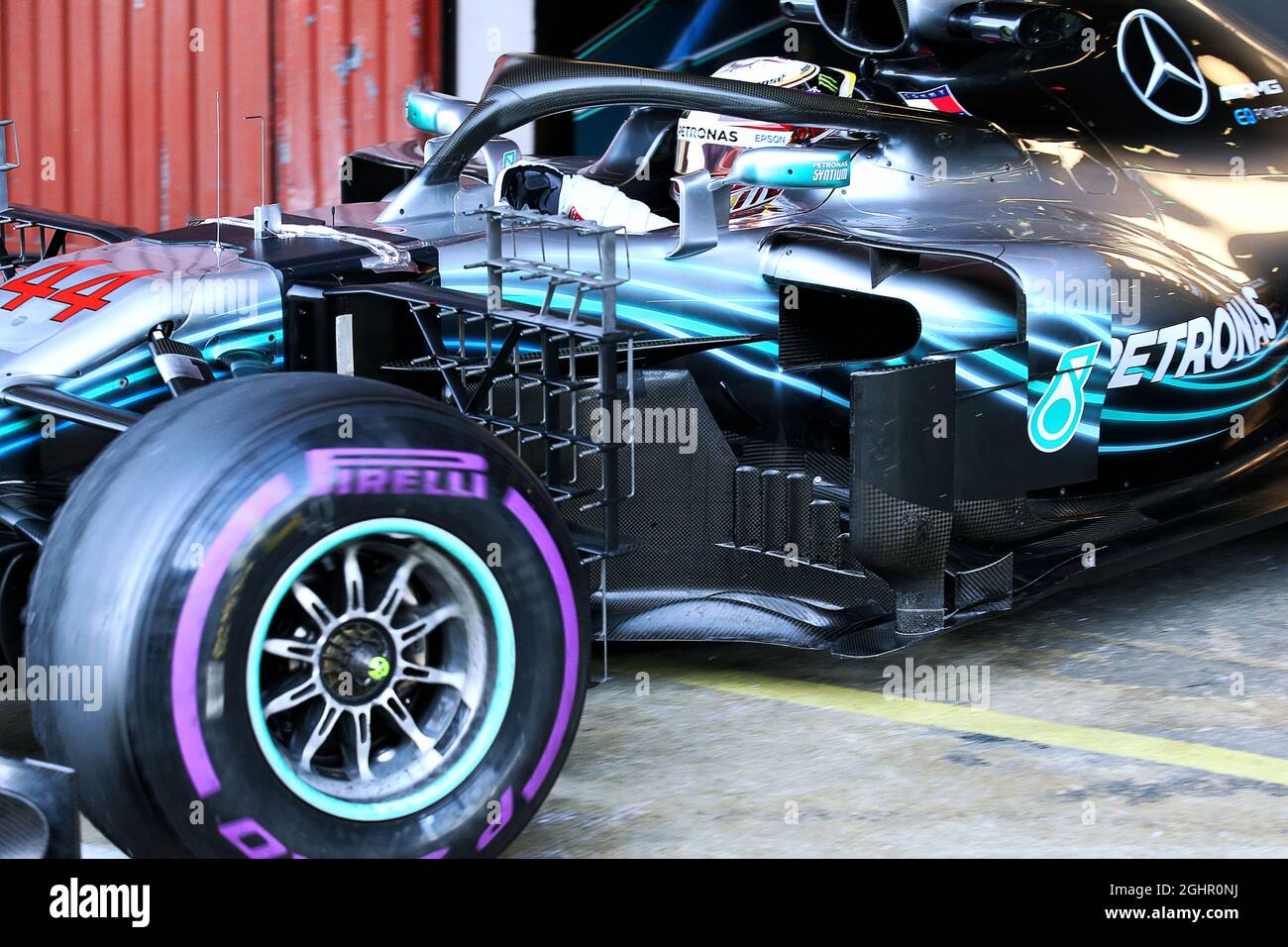 Lewis Hamilton (GBR) Mercedes AMG F1 W09 running sensor equipment. 09. ...