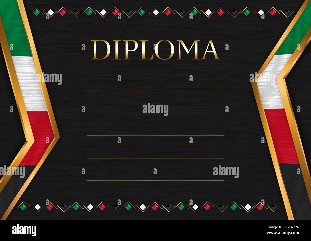 Horizontal frame and border on black metal background, with colors of ...