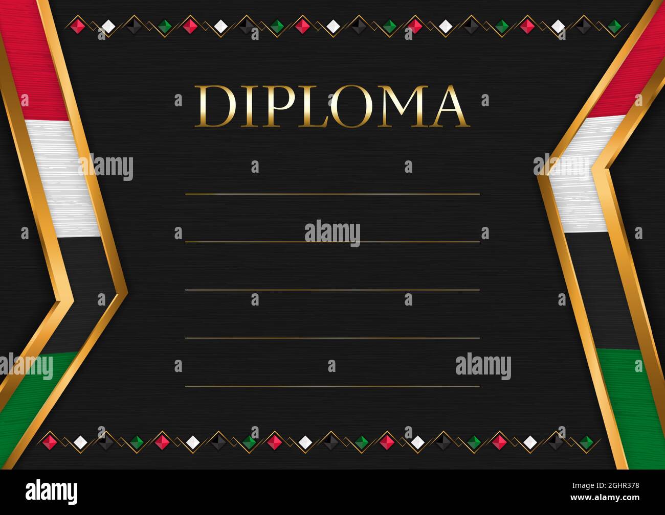 Horizontal frame and border on black metal background, with colors of ...