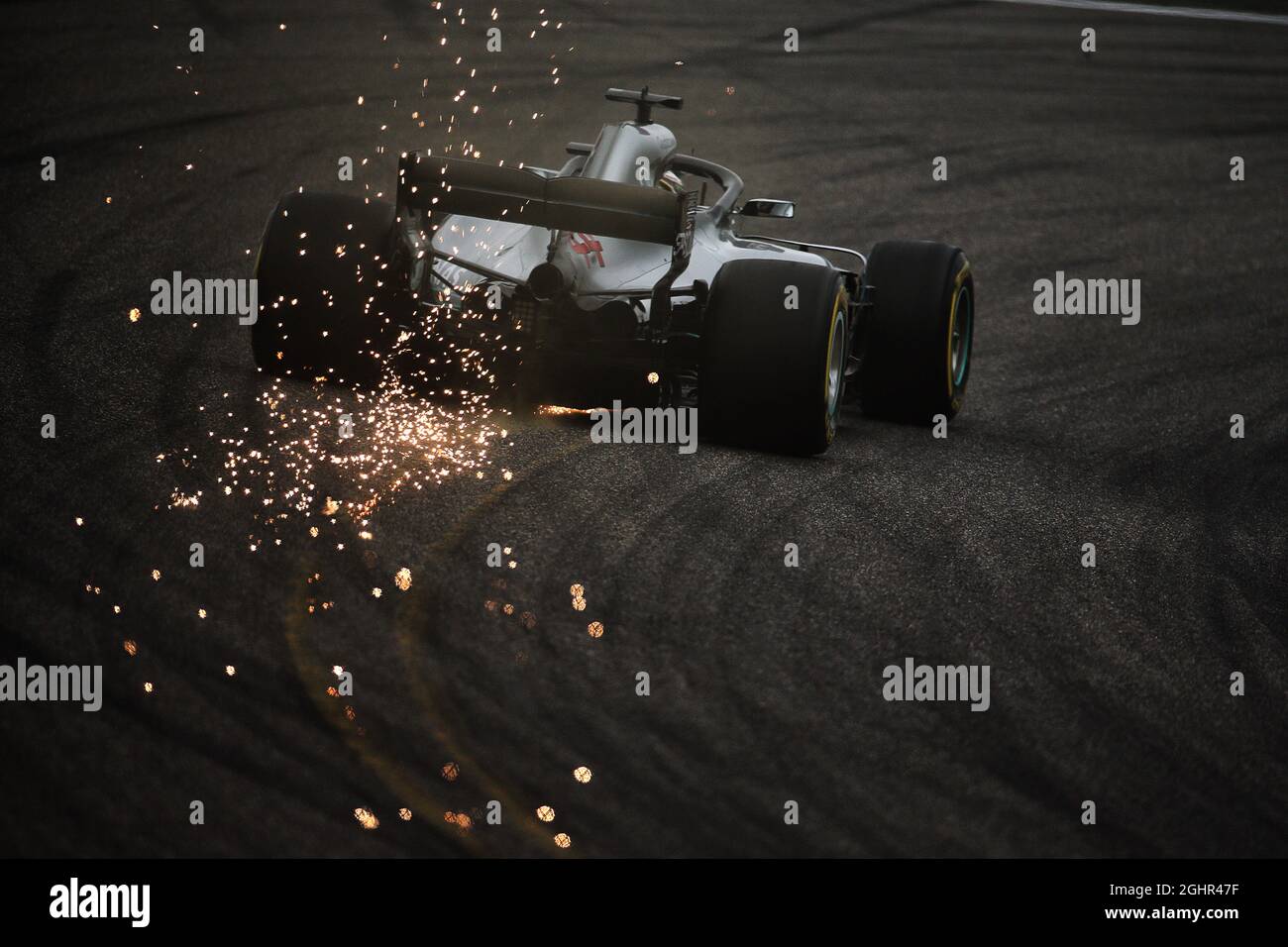 Lewis Hamilton (GBR) Mercedes AMG F1 W09 sends sparks flying. 14.04. ...