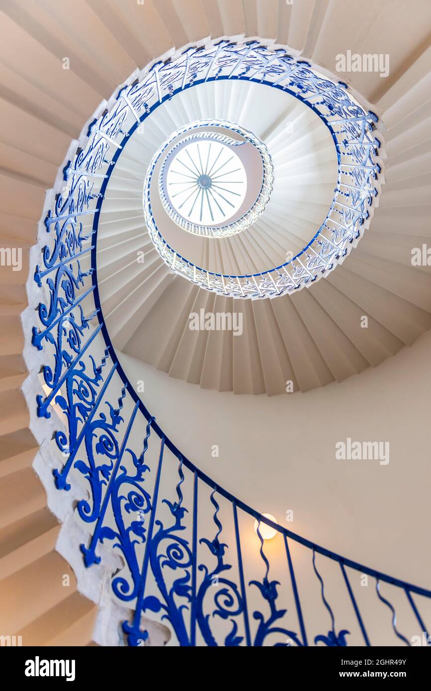 Spiral Staircase with Blue Railing, Tulip Staircase, The Queens House ...