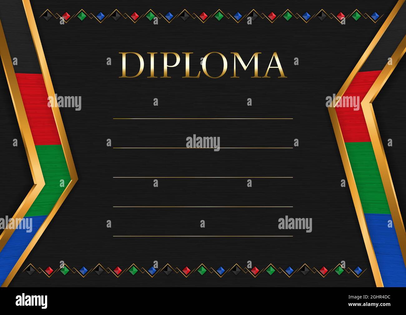 Horizontal frame and border on black metal background, with colors of ...