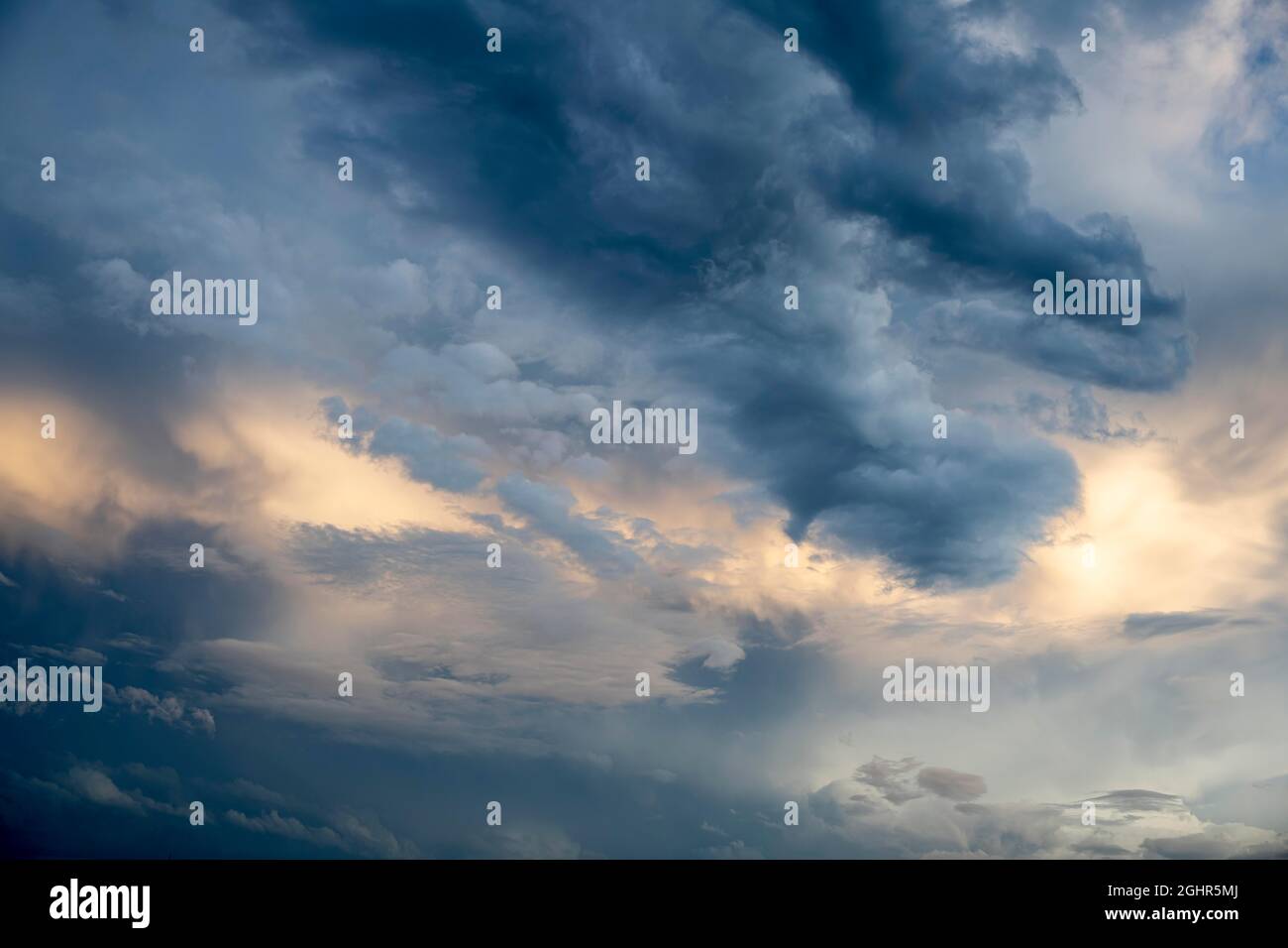 Cloud formation cumulus cloud (Cumulus) in front of sunset, Baden ...
