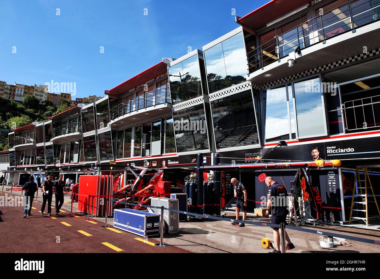The Red Bull Racing pit garages. 23.05.2018. Formula 1 World ...