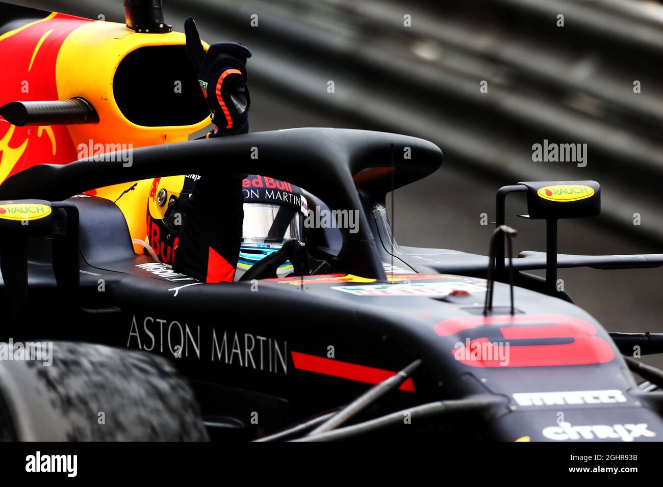 Race winner Daniel Ricciardo (AUS) Red Bull Racing RB14 celebrates at ...