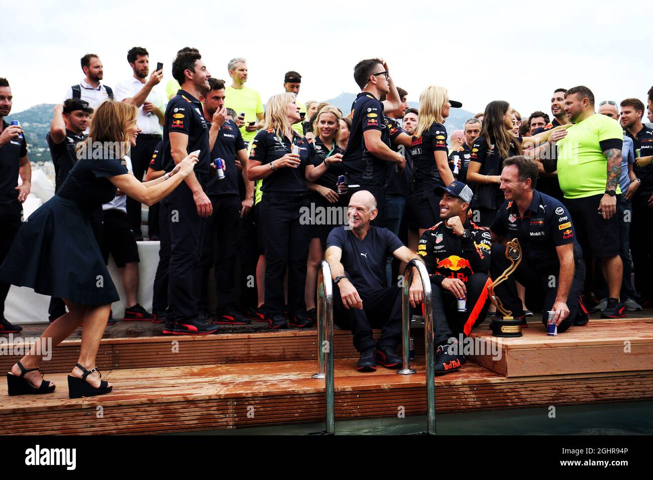 (L to R): Gene Haas (USA) Haas Automotion President with Adrian Newey ...