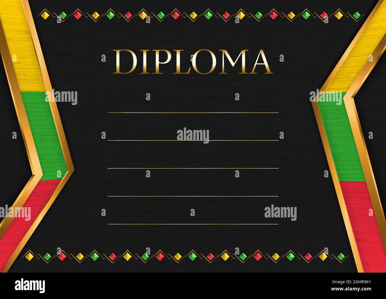 Horizontal frame and border on black metal background, with colors of ...