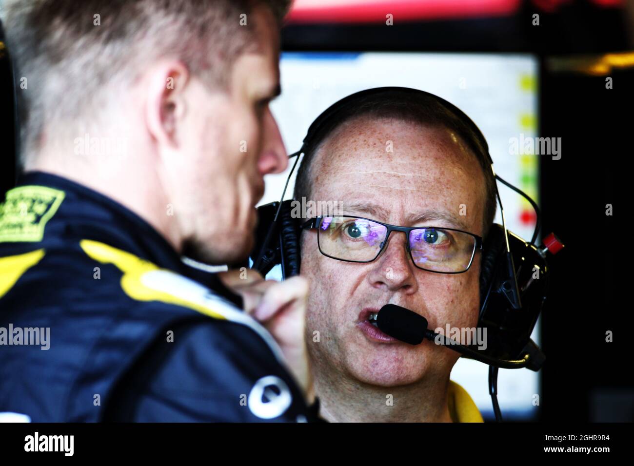Mark Slade (GBR) Renault Sport F1 Team Race Engineer with Nico ...