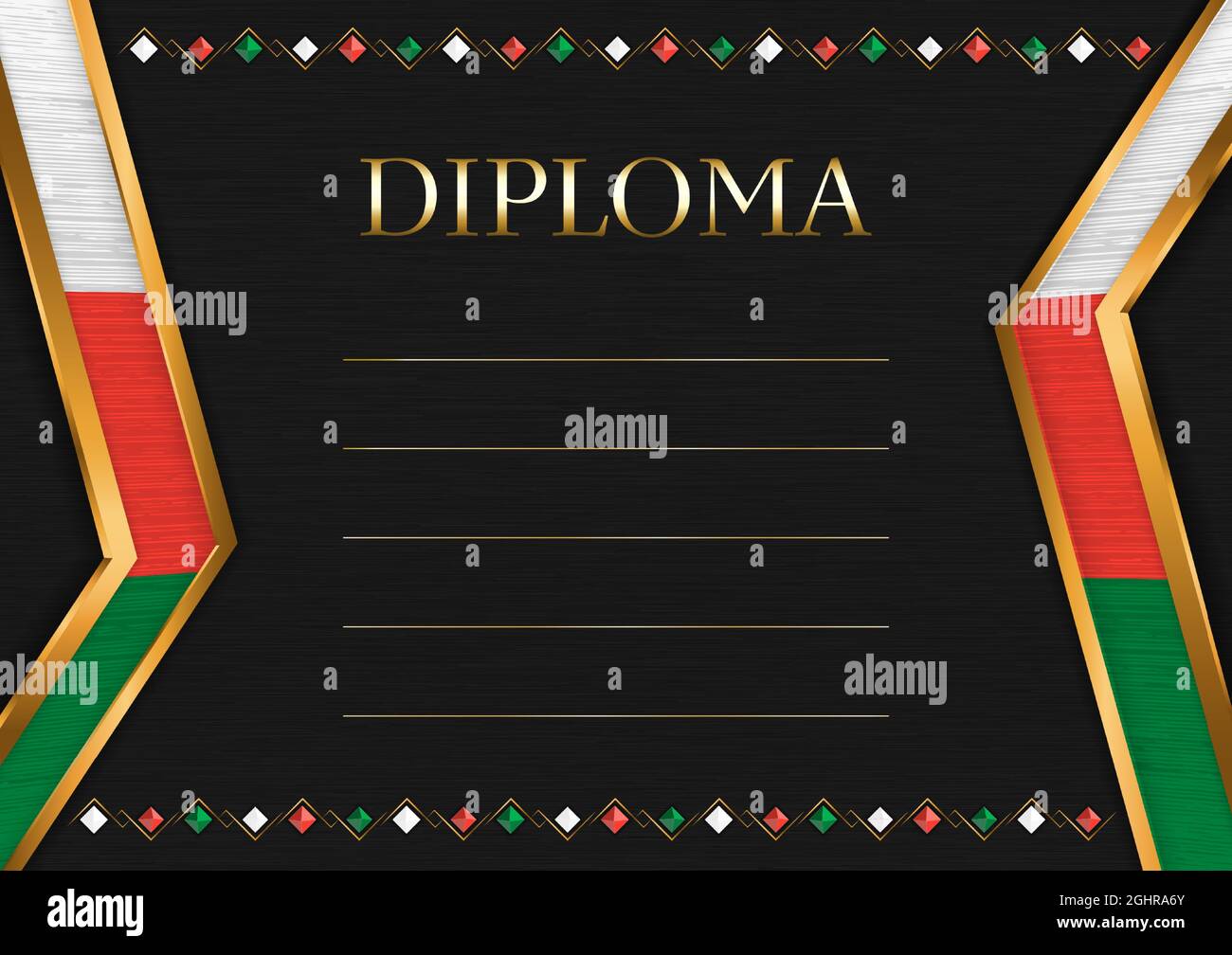 Horizontal frame and border on black metal background, with colors of ...