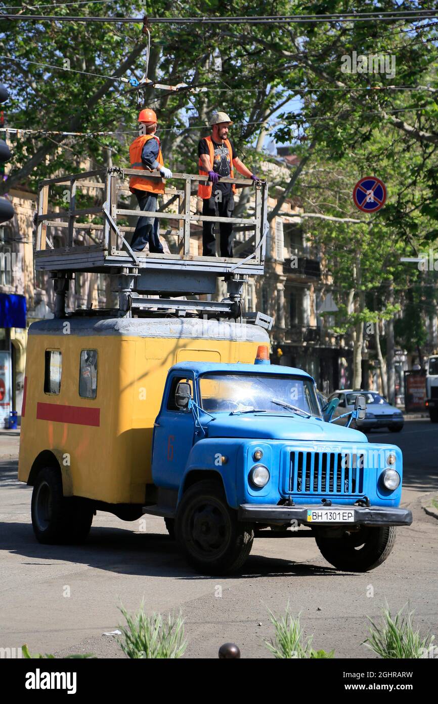 Truck with stand for work on the trolleybus overhead line, Odessa ...