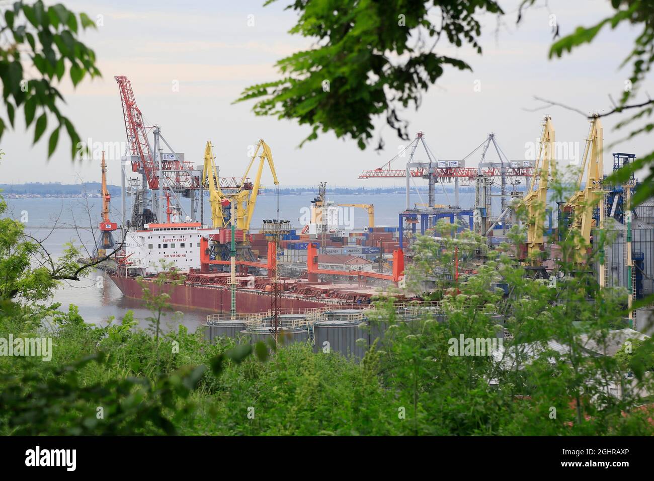 Port with cargo ship, Odessa, Ukraine Stock Photo - Alamy
