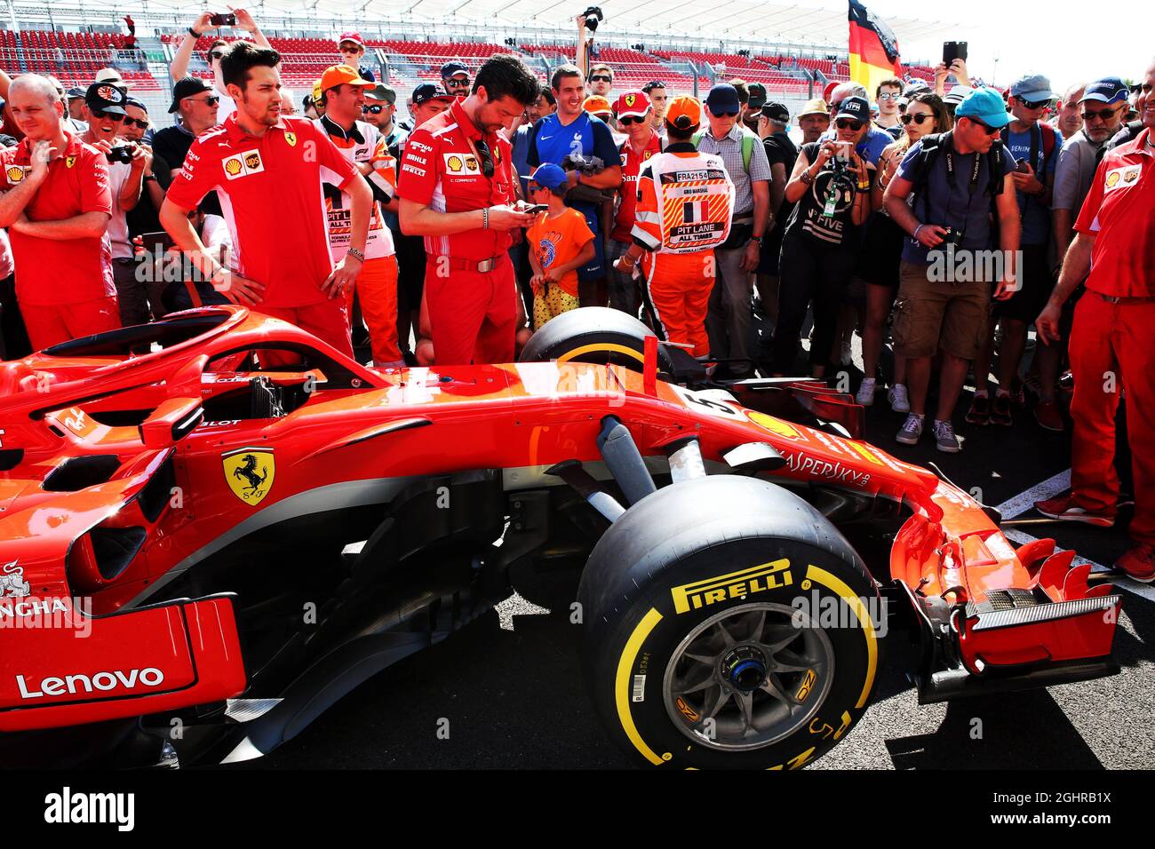A Ferrari SF71H and fans in the pit lane. 21.06.2018. Formula 1 World ...