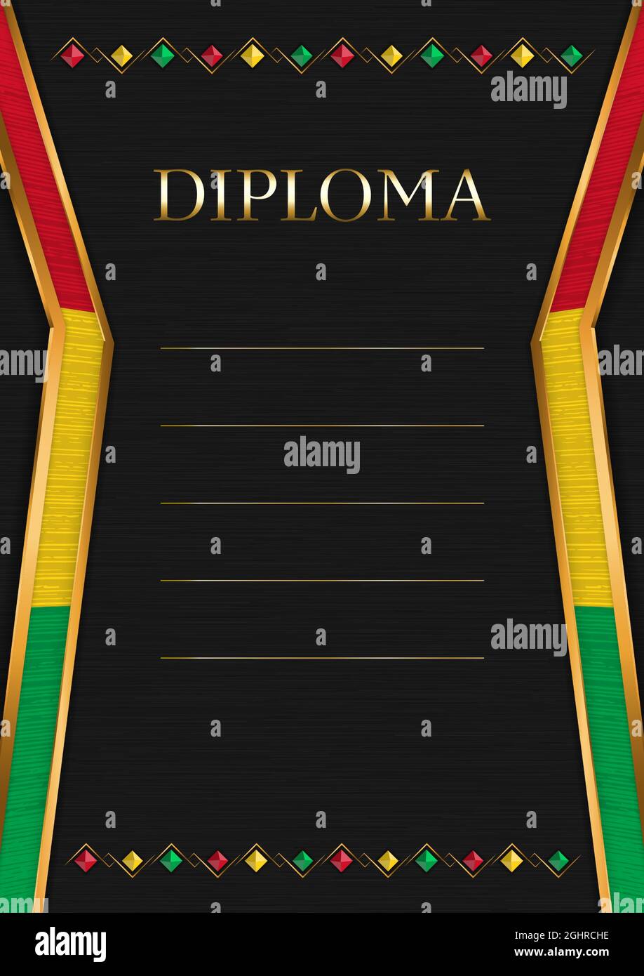 Vertical frame and border on black metal background, with colors of Guyana flag, template ...