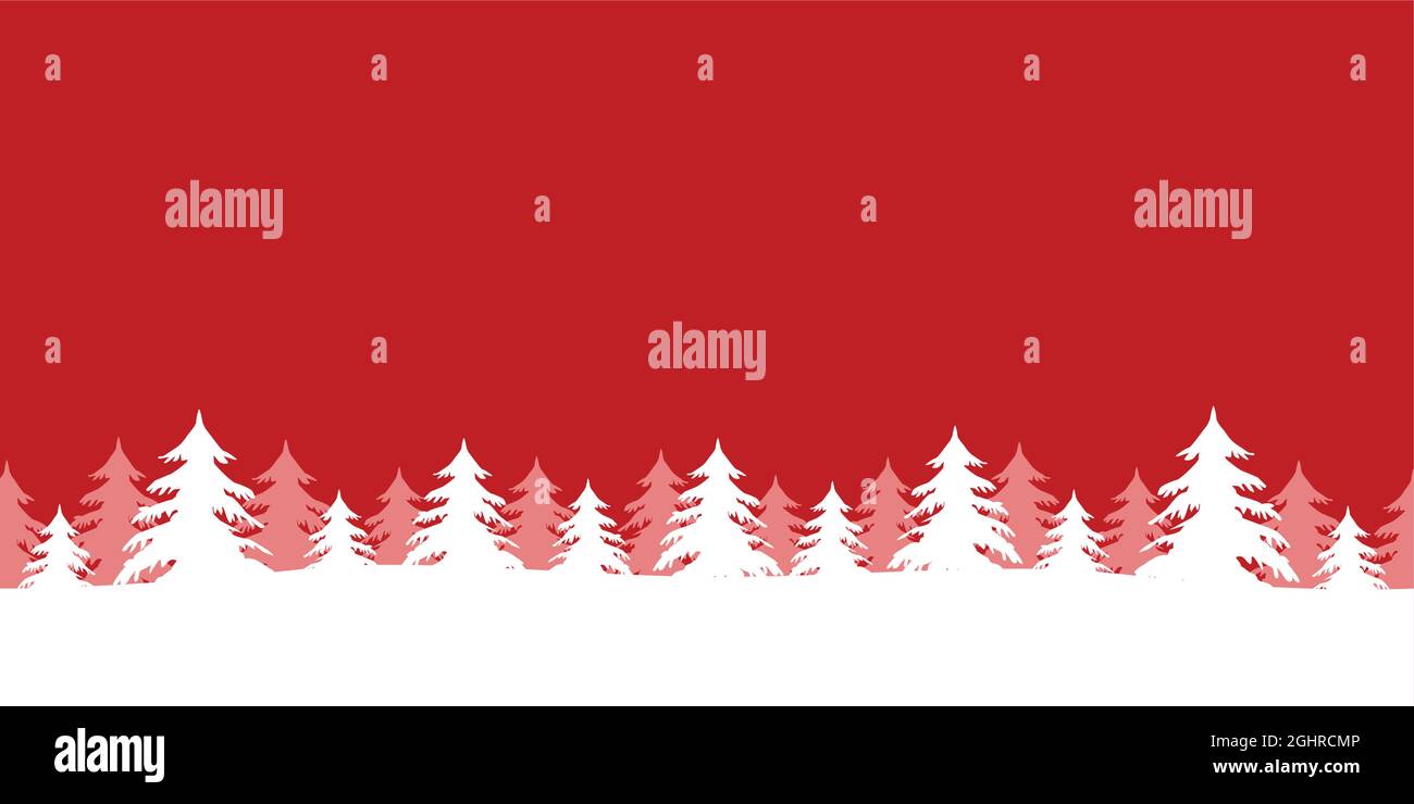 red winter background with fir border and snow Stock Vector Image & Art ...