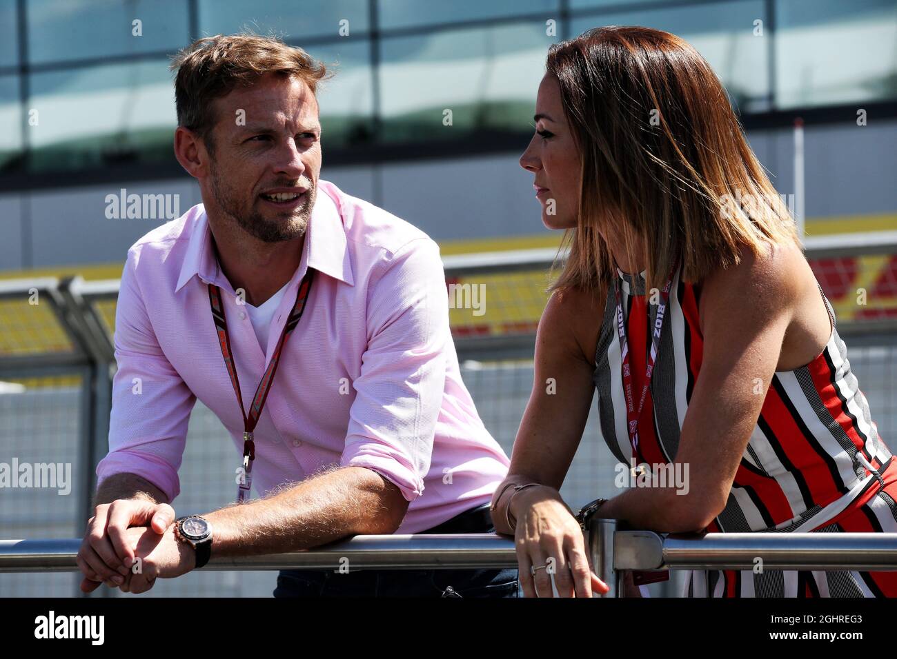 (L to R): Jenson Button (GBR) with Rachel Brookes (GBR) Sky Sports F1 ...
