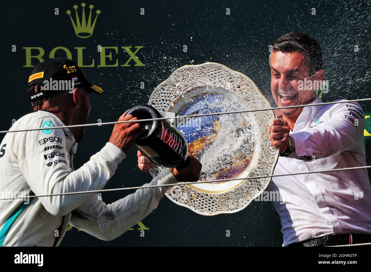 Mercedes amg f1 champagne on podium hi-res stock photography and images ...