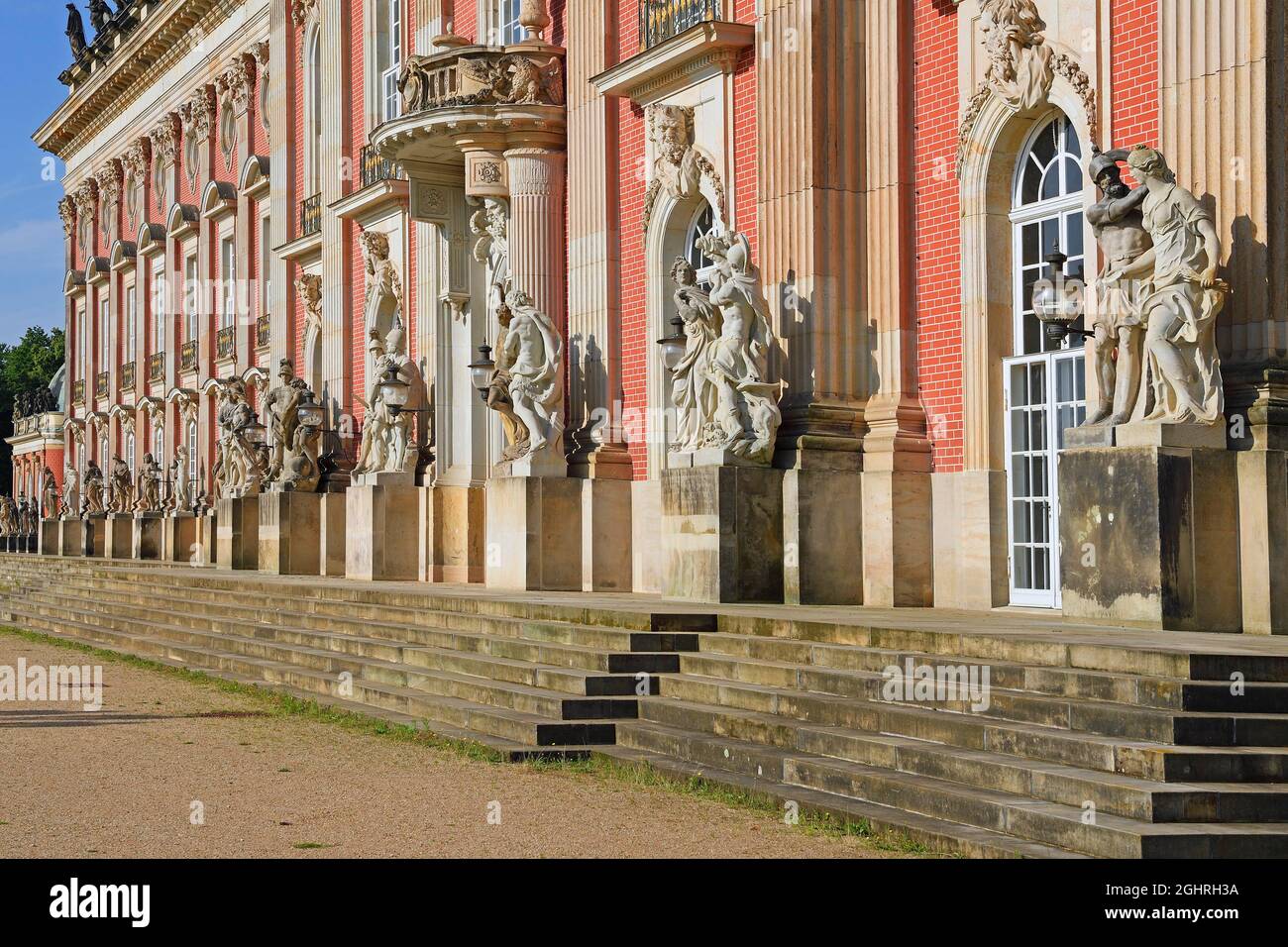 Row of statues, New Palace, Sanssouci Palace Park, Potsdam, Brandenburg ...