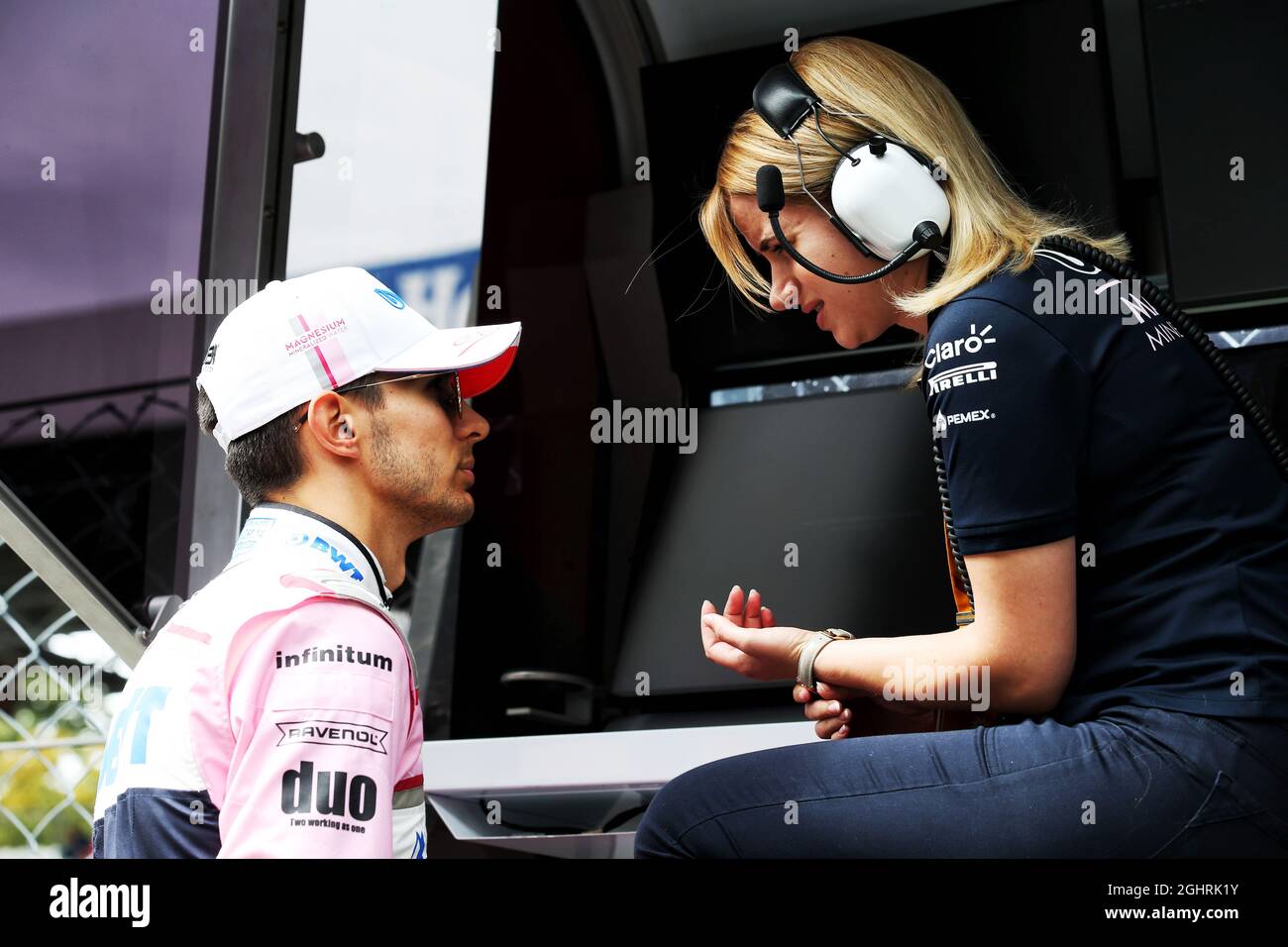 Esteban Ocon (FRA) Racing Point Force India F1 Team with Bernadette ...