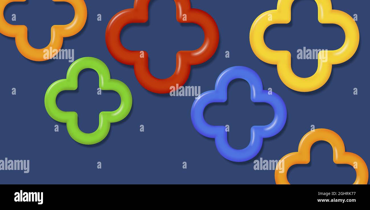 Background with convex volume cross shapes, linear rounded plus symbols ...