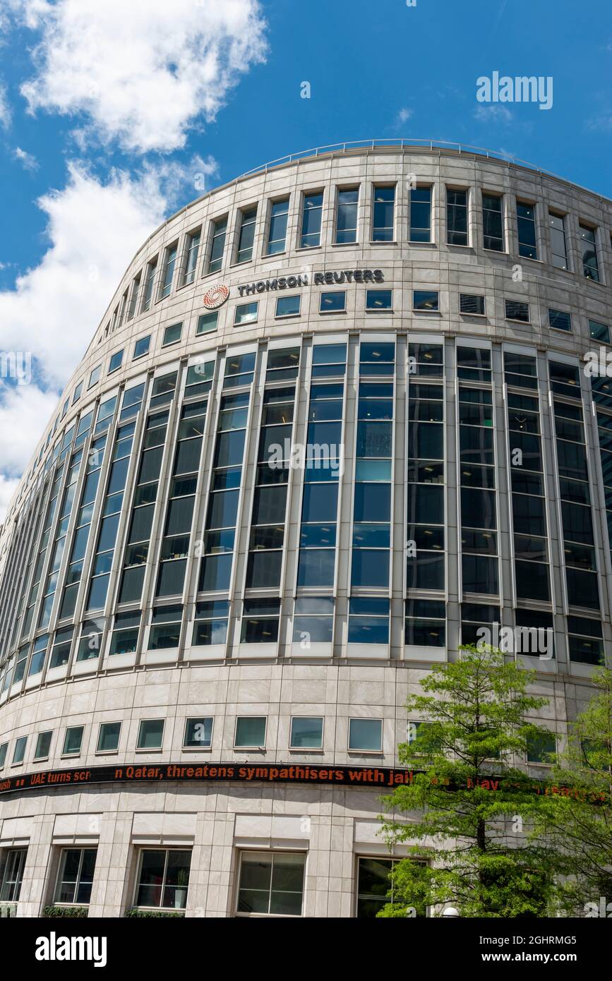 Thomson Reuters Building, One Canada Square, Canary Wharf, London ...