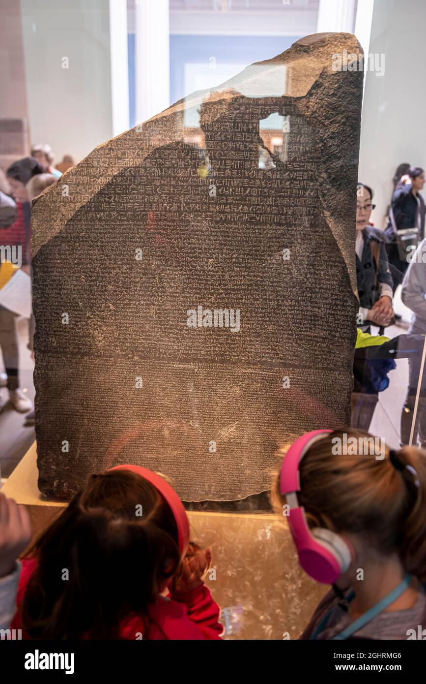 Visitors looking at the Rosetta Stone, Rosetta Stone, Rosetta Stone ...