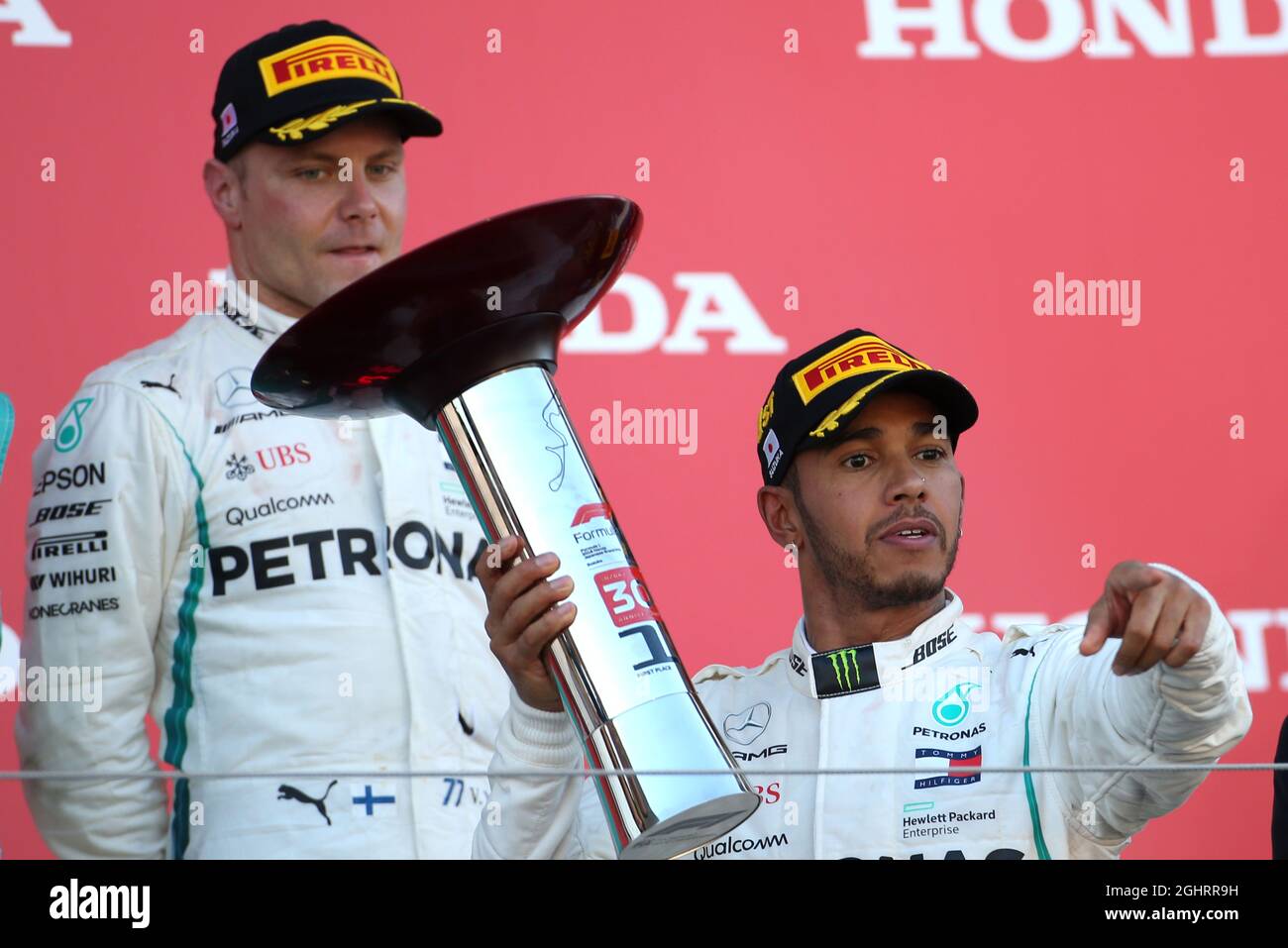 Mercedes amg f1 celebrates on podium race winner lewis hamilton hi-res ...
