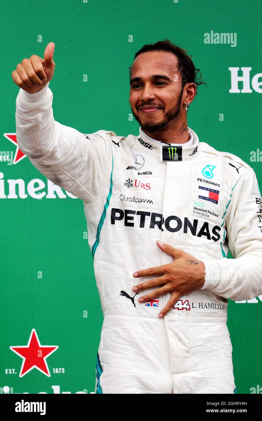 Race winner Lewis Hamilton (GBR) Mercedes AMG F1 celebrates on the ...