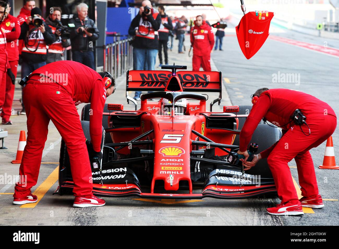 Sebastian Vettel (GER) Ferrari SF90 - front wing. 18.02.2019. Formula ...