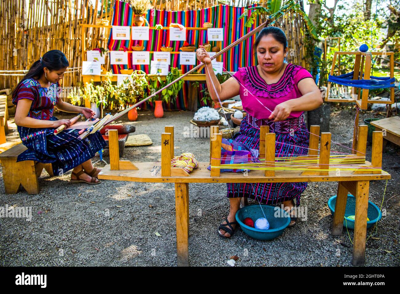 Demonstration of traditional Mayan weaving, Ajto, Guatemala Stock Photo ...
