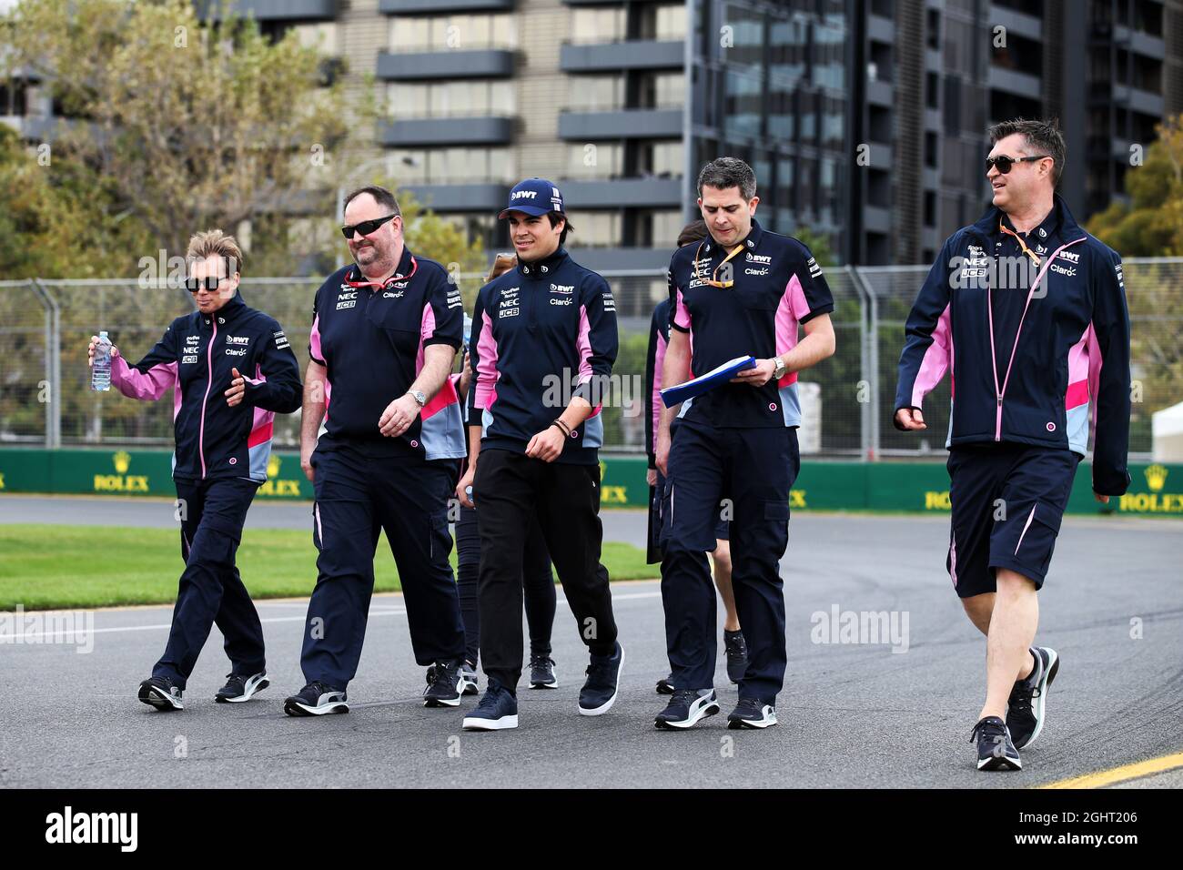 Lance Stroll (CDN) Racing Point F1 Team walks the circuit with the team ...