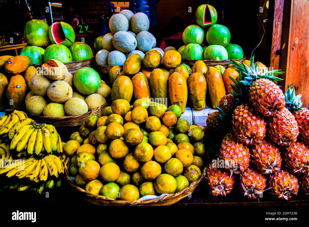 Fruit market stall, most important market in the highlands ...