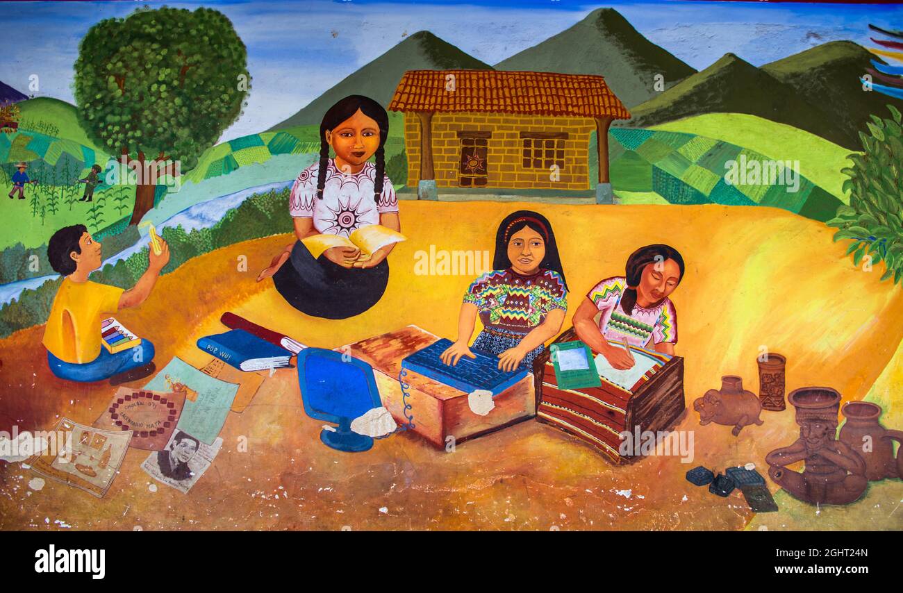 Mural about the atrocities in the Guatemalan civil war as well as the ...
