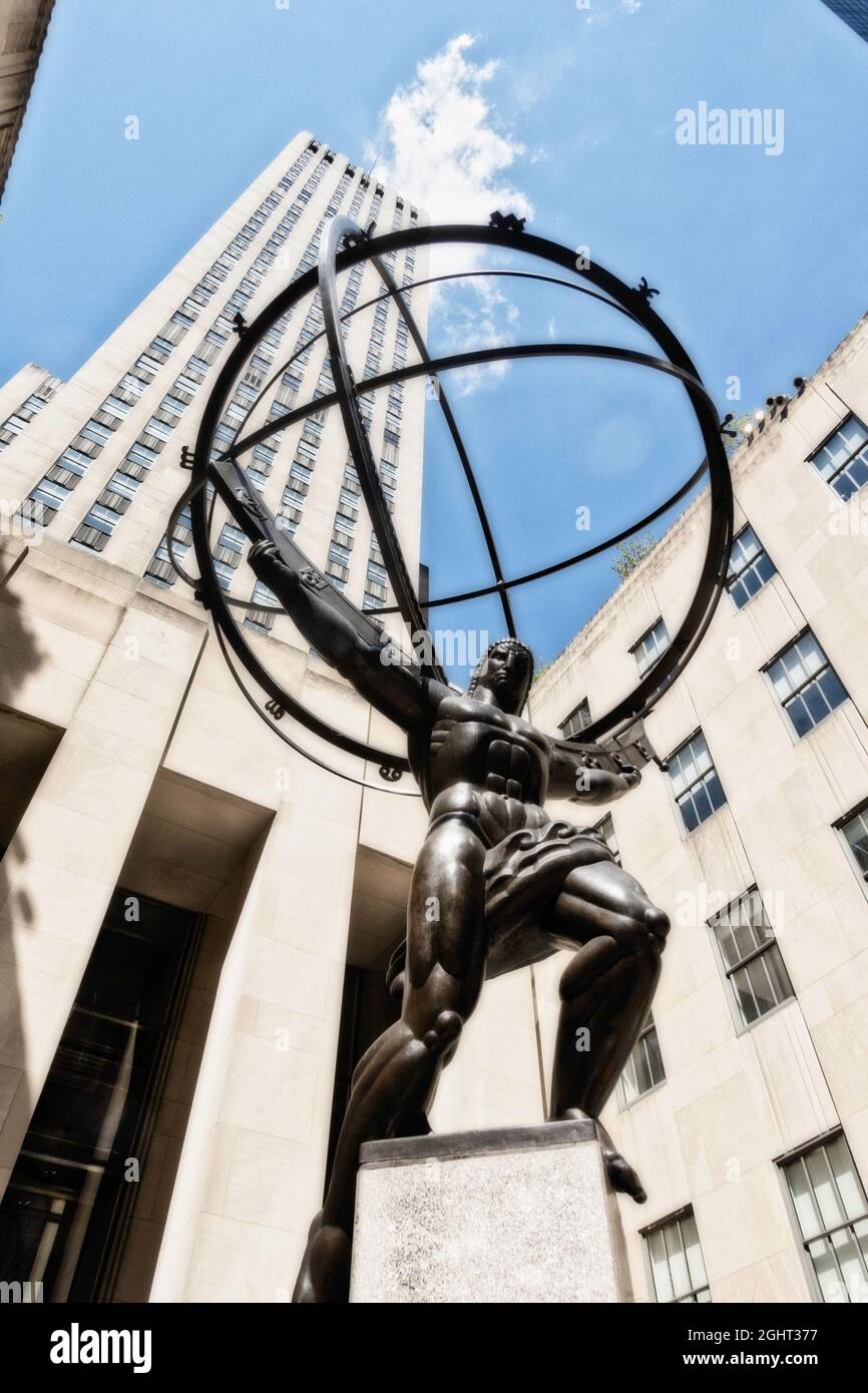 Atlas Holding the Heavens (celestial vault) Statue (armillary sphere ...