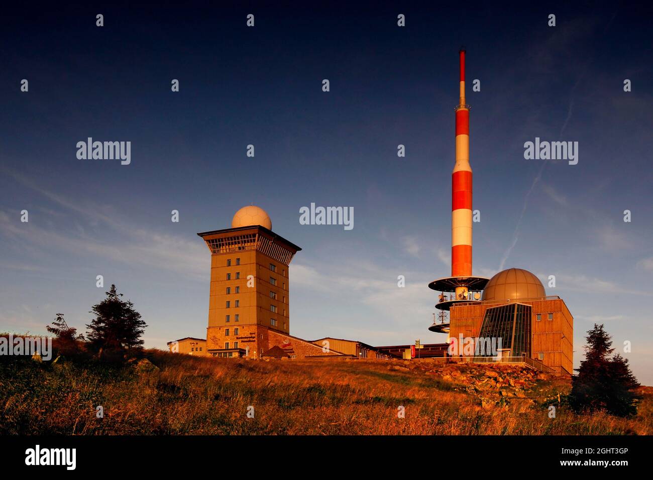 Former military facilities on the Brocken in the evening light ...